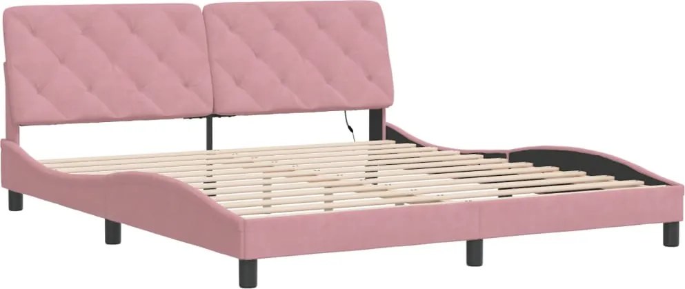 Rám postele s LED bez matrace růžový 180 x 200 cm samet 3213872