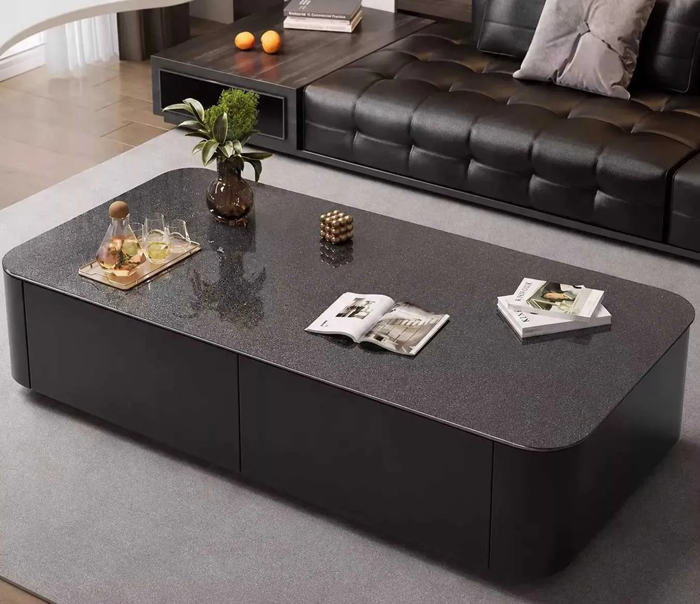 LuxuryForm DESIGN Konferenční stolek ASTON 120 × 60 × 36 cm – černý s tmavou deskou