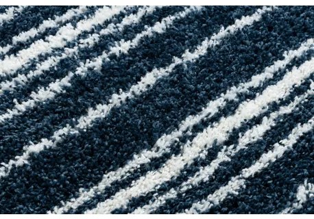koberec UNION 4080 Pruhy modrý / krém střapce, Maroko Shaggy velikost 200x290 cm | krásné koberce cz