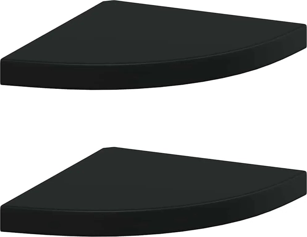 323920  Floating Corner Shelves 2 pcs Black 35x35x3,8 cm MDF 323920