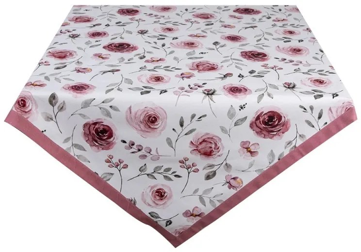 Bavlněný čtvercový ubrus s růžemi Rustic Rose  - 150*250 cm