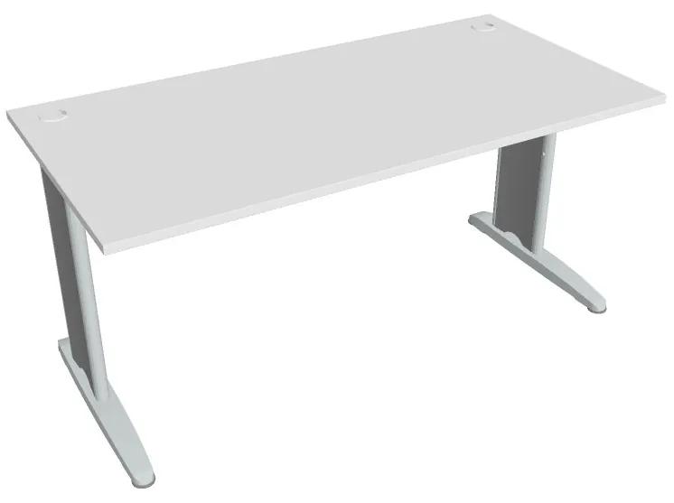 Stůl pracovní rovný 160 cm - Hobis Flex FS 1600 Dekor stolové desky: bílá, Barva nohou: Stříbrná