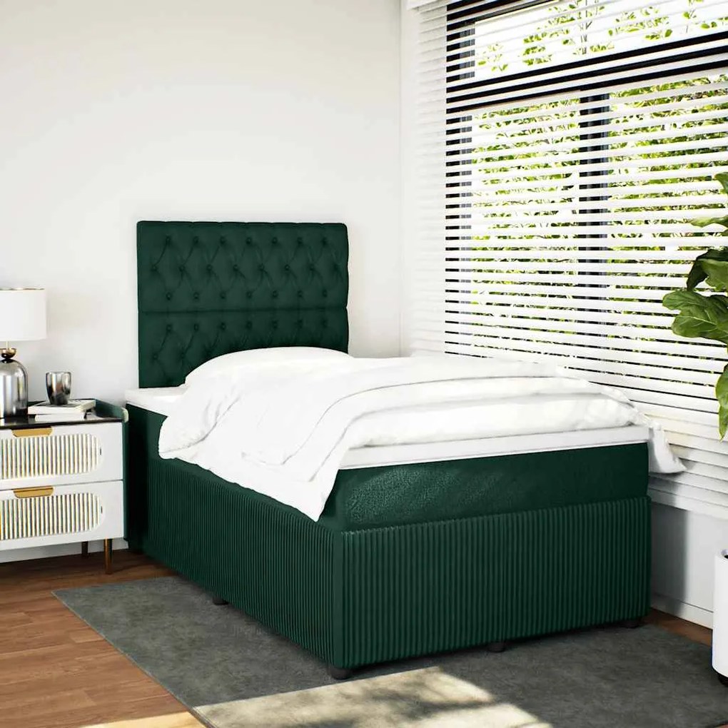 Box spring postel s matrací tmavě zelená 120 x 200 cm samet 3294619
