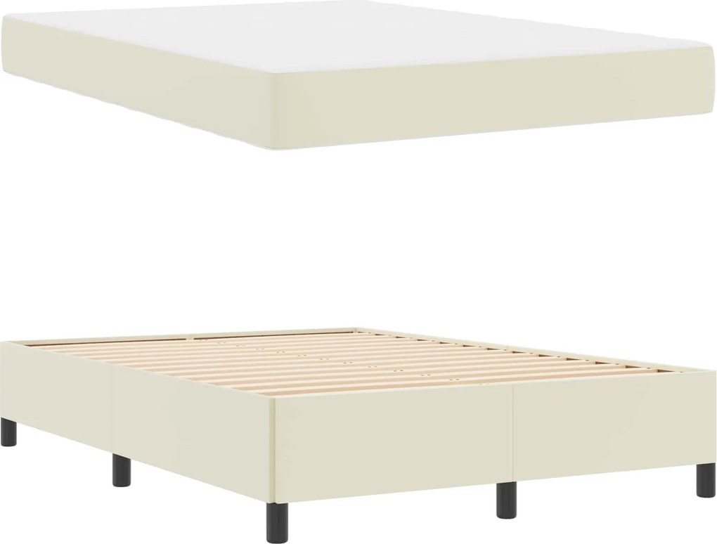 Rám postele s matrací Krémová 160 x 200 cm textil 3399011