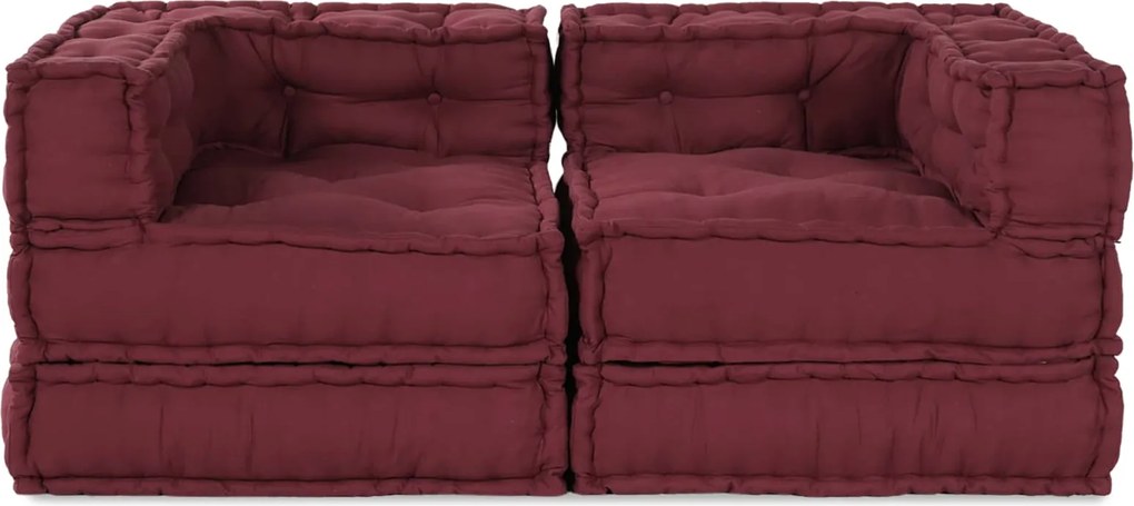 Modulová pohovka 2 ks Textil Bordó 140 x 70 x 56 cm 3315071