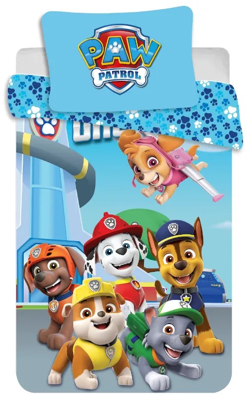 Textylia Bavlněné dětské povlečení do postýlky licenční  90x120cm / 40x60cm Tlapková patrola Paw Patrol modré