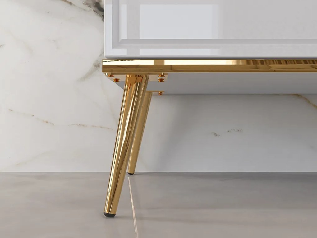 ML FURNITURE Vitrína - GOLDIN 02, lesklá bílá/matná bílá