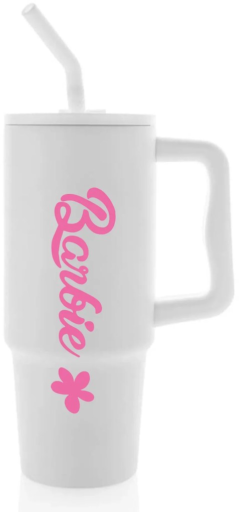 BARBIE - bílý  cestovní termohrnek 900 ml