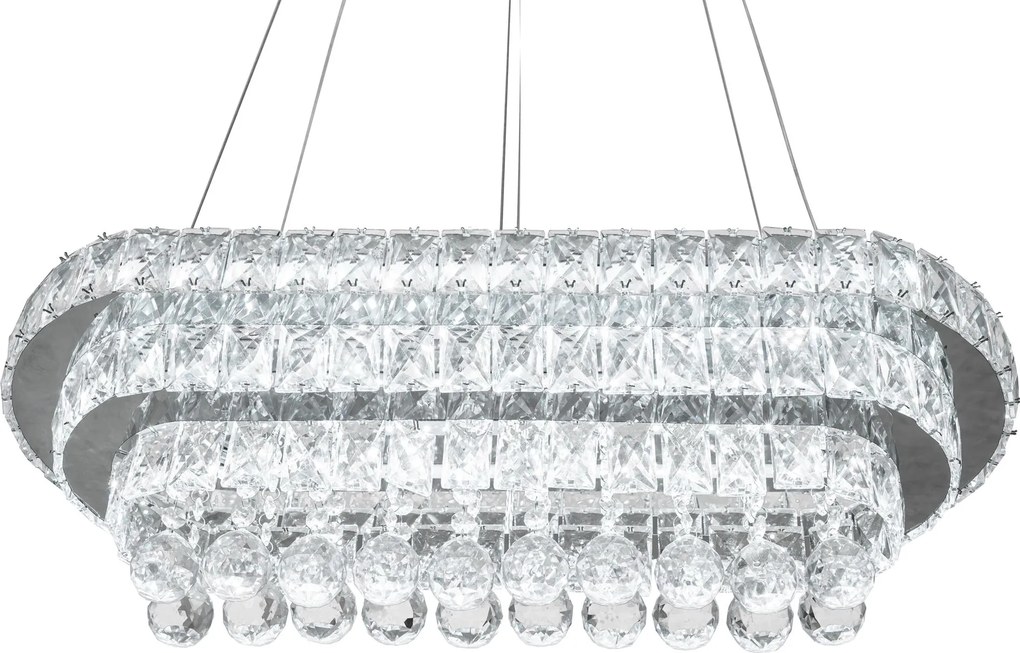 Toolight Toolight, Křišťálové závěsné stropní svítidlo LED 102W + dálkové ovládání APP417-CP, chromová, OSW-65015