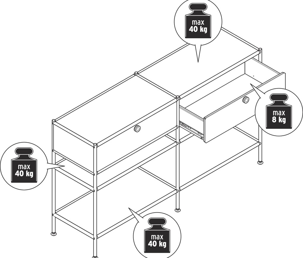 Tchibo - Kovový konzolový stůl »Cn3« se 2 zásuvkami - barva: bílá