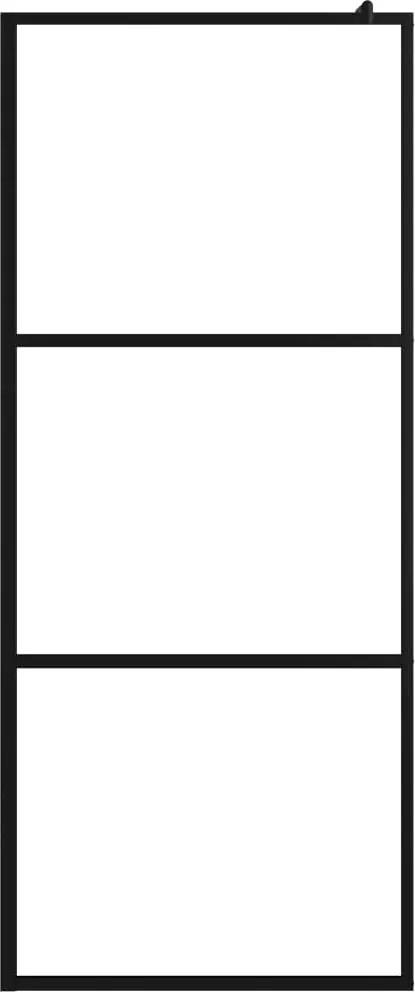 Zástěna do průchozí sprchy s policí černá 90x195 cm ESG/hliník 3185459