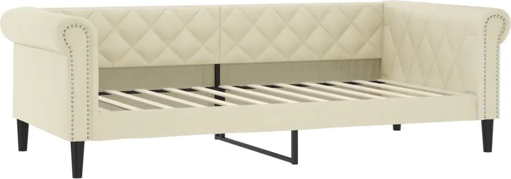 Válenda s přistýlkou a zásuvkami krémová 90 x 200 cm umělá kůže 3197737