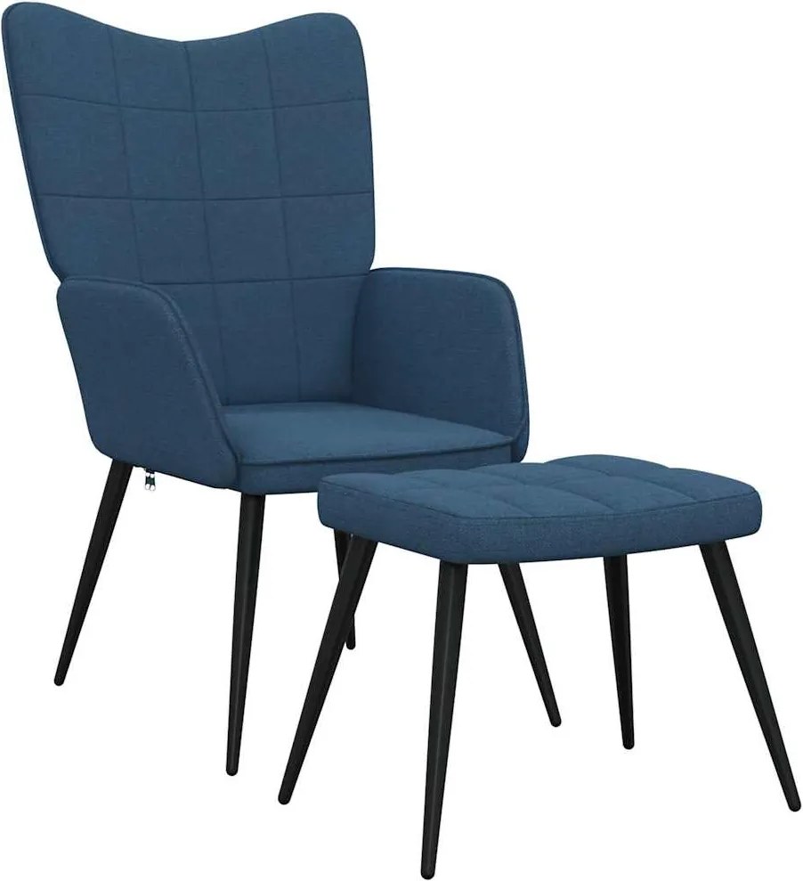 Relaxační židle se stoličkou modrá textil 327956