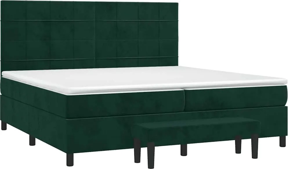 Box spring postel s matrací tmavě zelená 200x200 cm samet 3137866