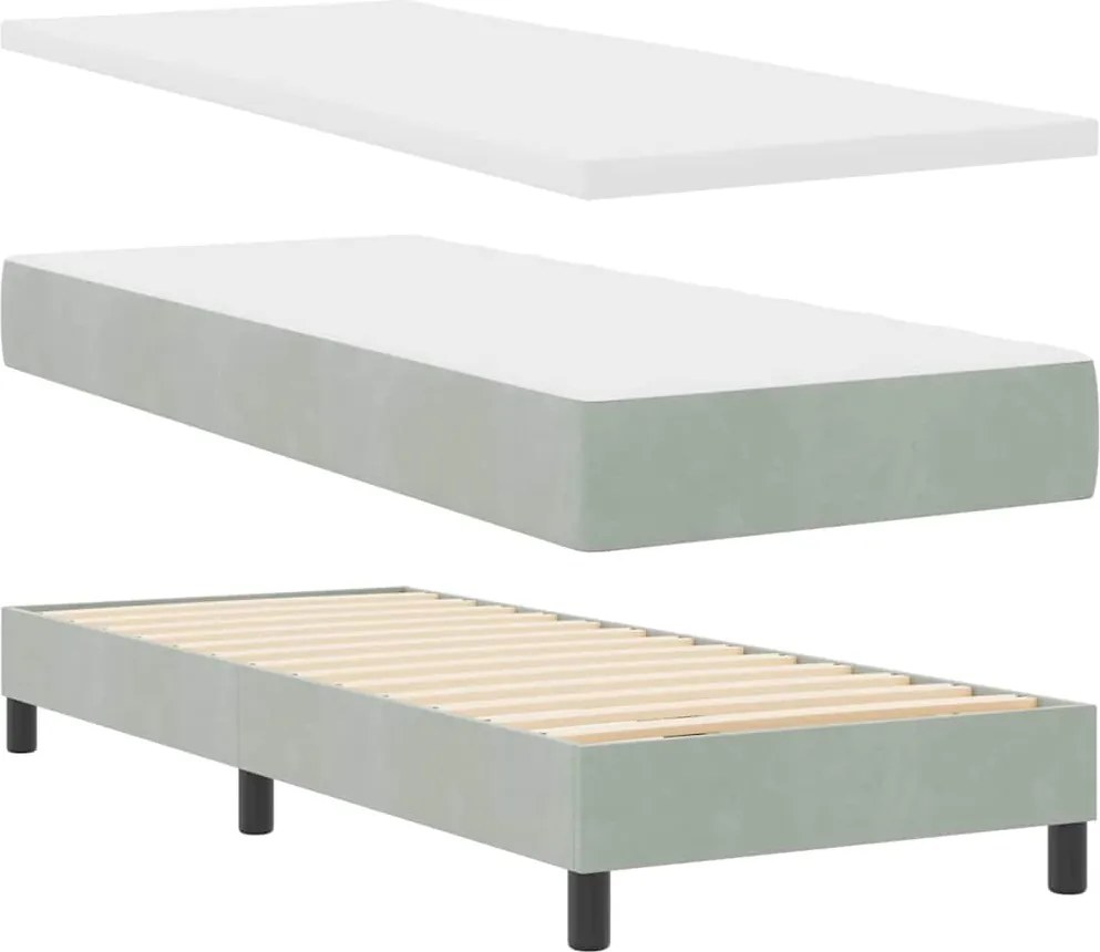 Postel s boxspringem s matrací Světle šedá 80 x 200 cm samet 3339068