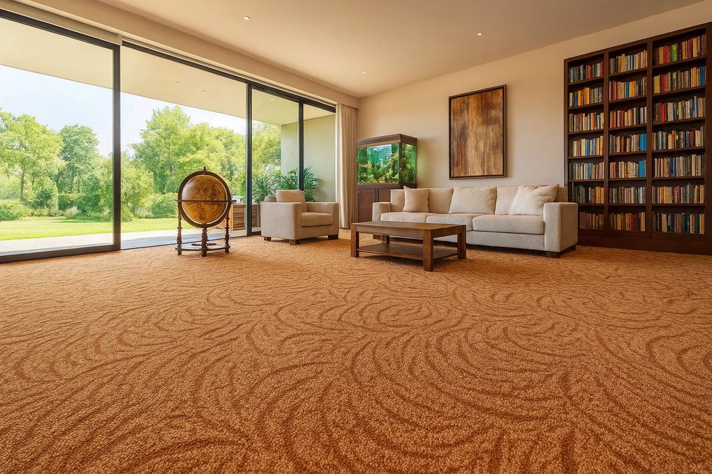 ITC, Metrážový koberec Spring 6430, na míru, šíře 5m, oranžová, filc, ložnice