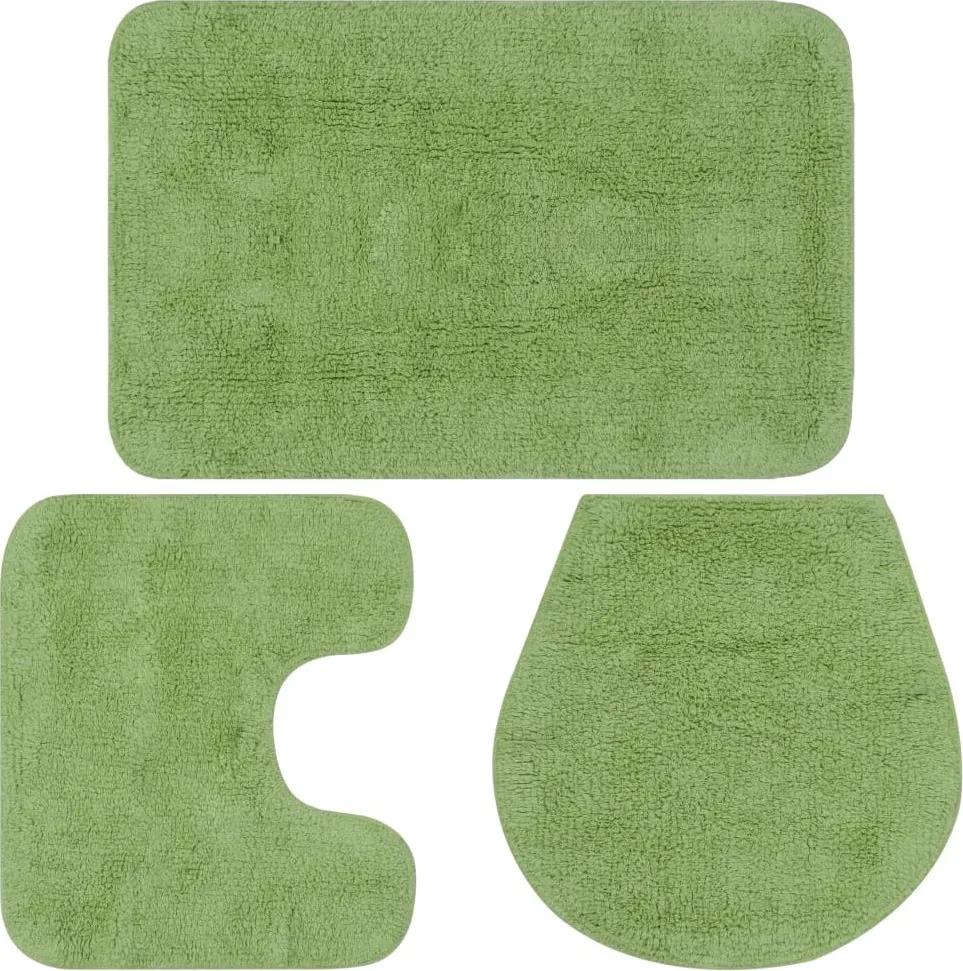 vidaXL Sada koupelnových předložek 3 kusy textilní [133223] Barva: Zelená