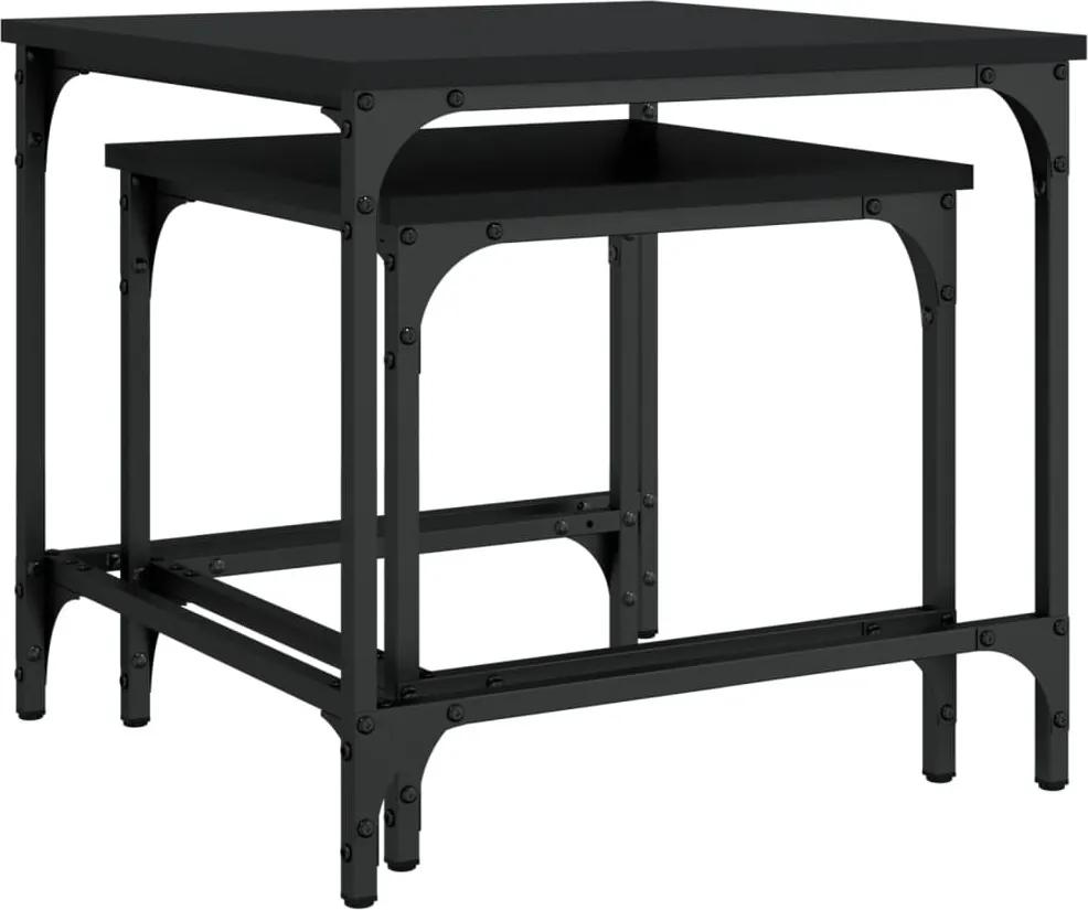 vidaXL Hnízdové konferenční stolky 2 ks kompozitní dřevo [838918] Barva: Černá