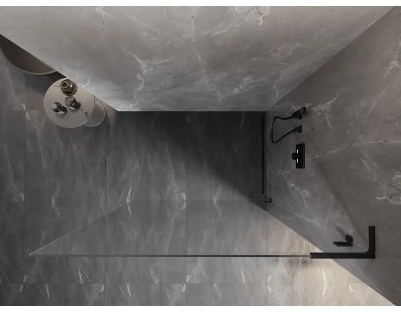 Mexen, Mexen Lunar L sprchová stěna pravá 70 x 200 cm, průhledná 8 mm, černá - 830L-070-000-70-00-P
