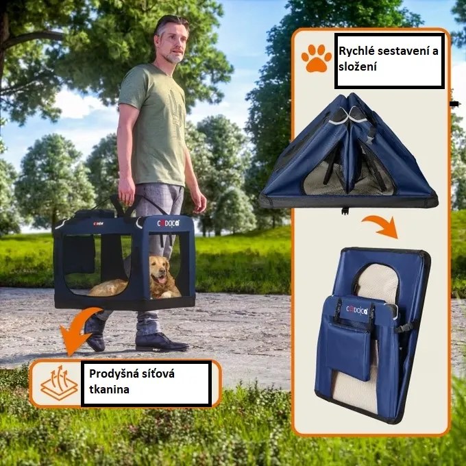 Skládací cestovní box pro psy XL, modrý 109439