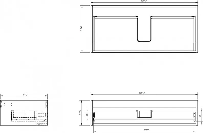 Mexen Box-A, závěsná skříňka 100 cm, 1 zásuvka, bílá lesklá, 91AX0-1000-235-1-00