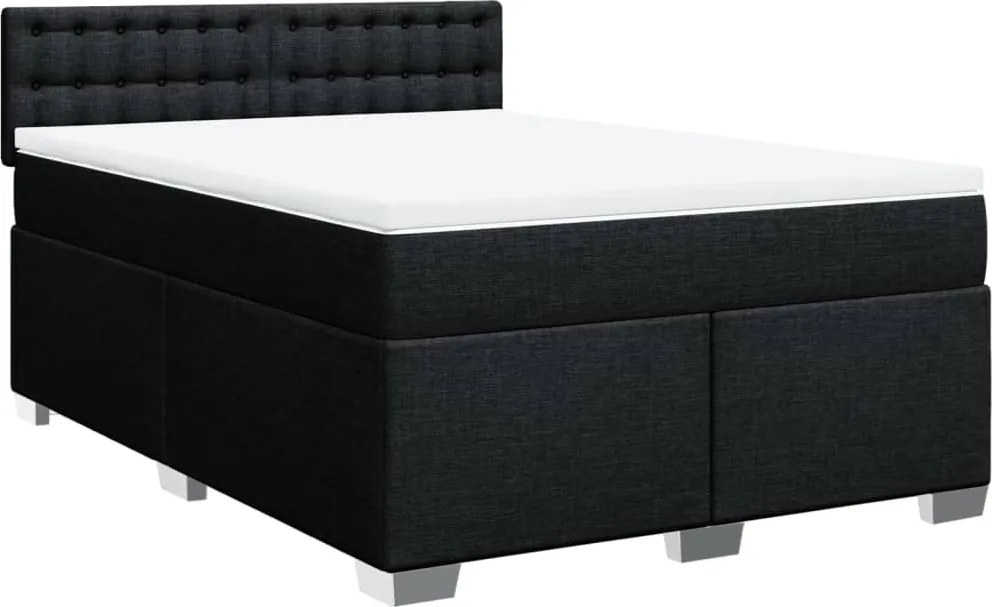 Box spring postel s matrací černá 140x200 cm textil 3288227