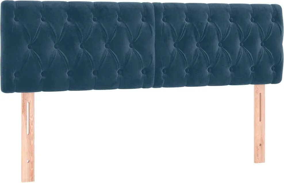 Čelo postele s LED tmavě modré 160 x 7 x 78/88 cm samet 3122006
