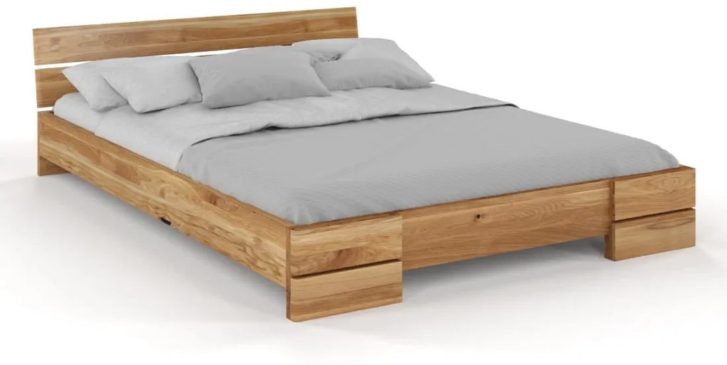 Dubová postel Sandemo - bezbarvý olej  , Dub přírodní, 200x200 cm