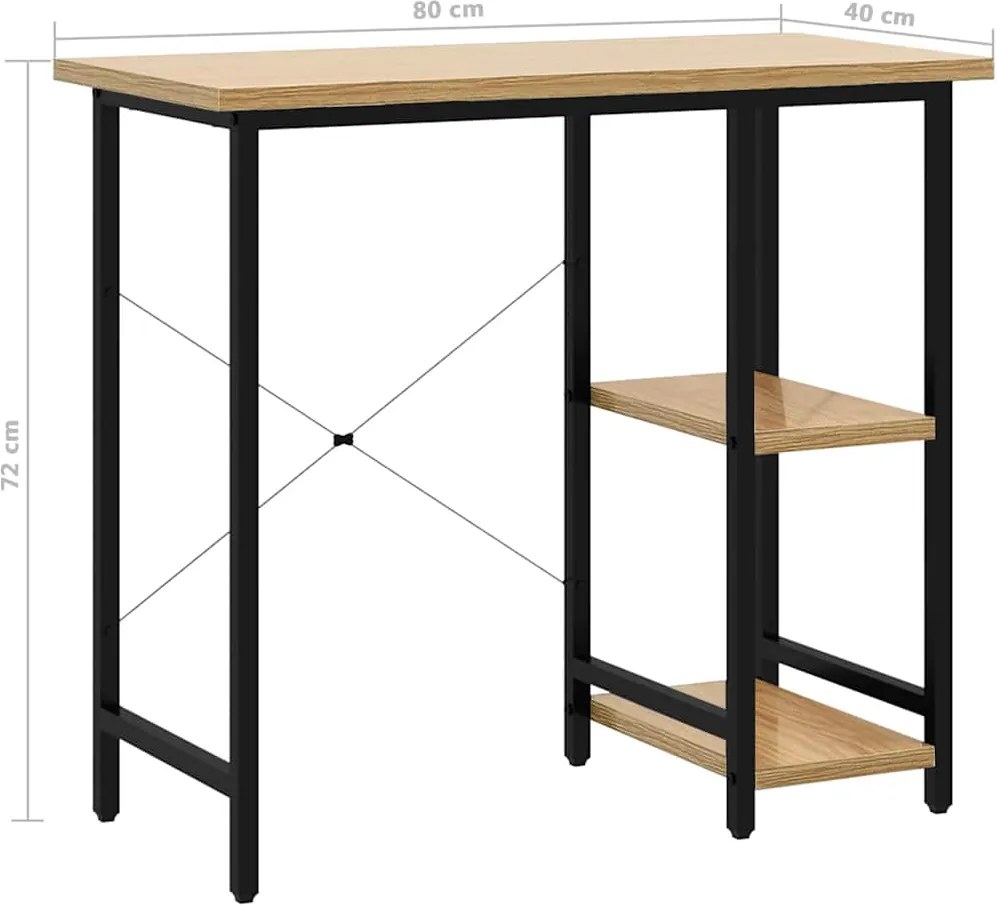 PC stůl černý a světlý dub 80 x 40 x 72 cm MDF a kov 20557