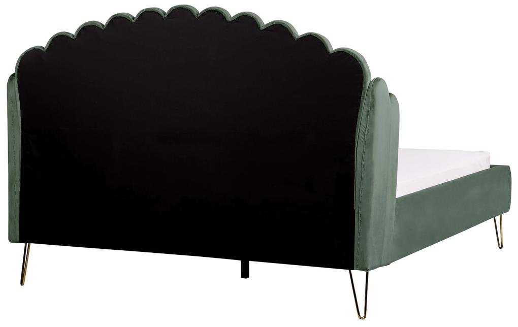 Sametová postel 160 x 200 cm zelená AMBILLOU Beliani