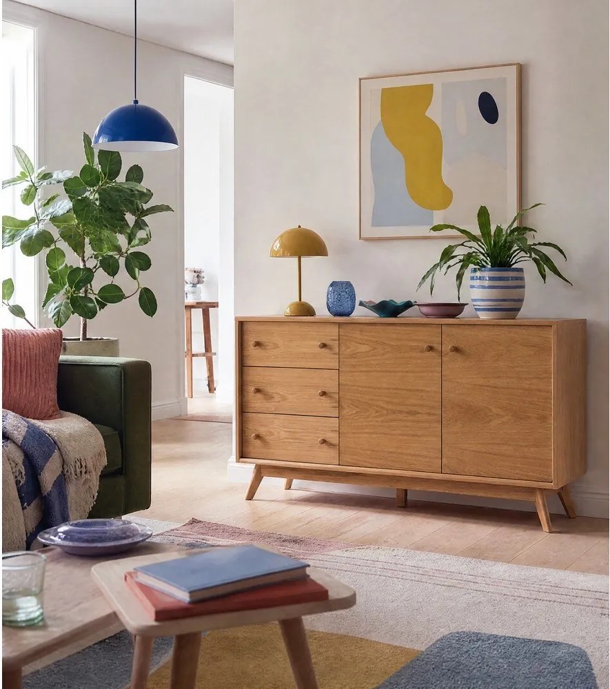Nízká komoda v dekoru dubu v přírodní barvě 149x75 cm Kensal – Woodman