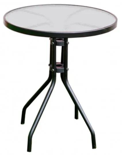 Zahradní kulatý stůl GEMINI — kov + sklo, černá, průměr 60 cm