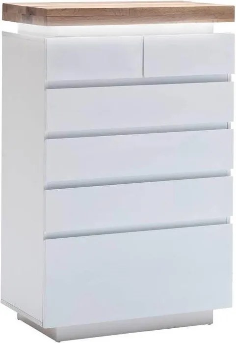 XXXLutz KOMODA, dub, bílá, barvy dubu, 73/114/40 cm - Široké komody - 000196012505
