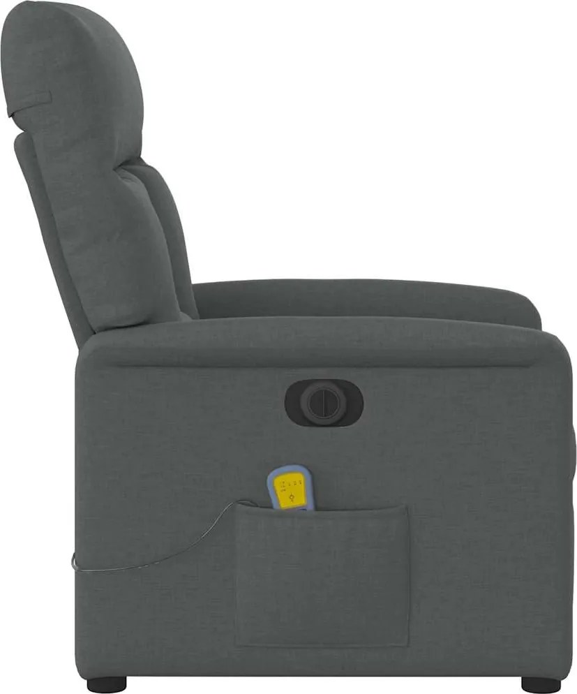 Elektrické masážní polohovací křeslo tmavě šedé textil 3303023