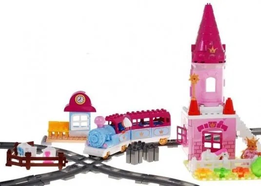Blocki Mubi stavebnice Vláček - pohádkový zámek typ LEGO DUPLO 83 dílů se světlem a zvukem