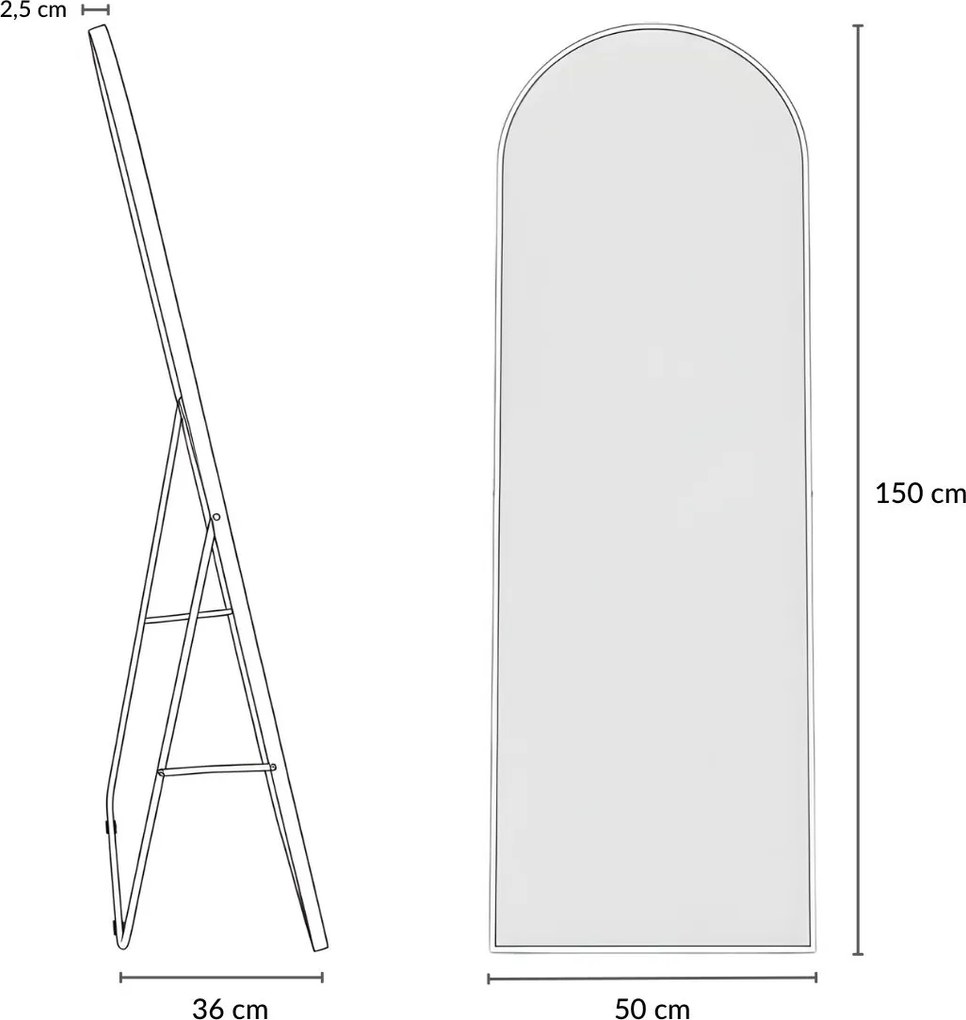 Velké stojací zrcadlo FRAM zlaté, 150 x 50 cm