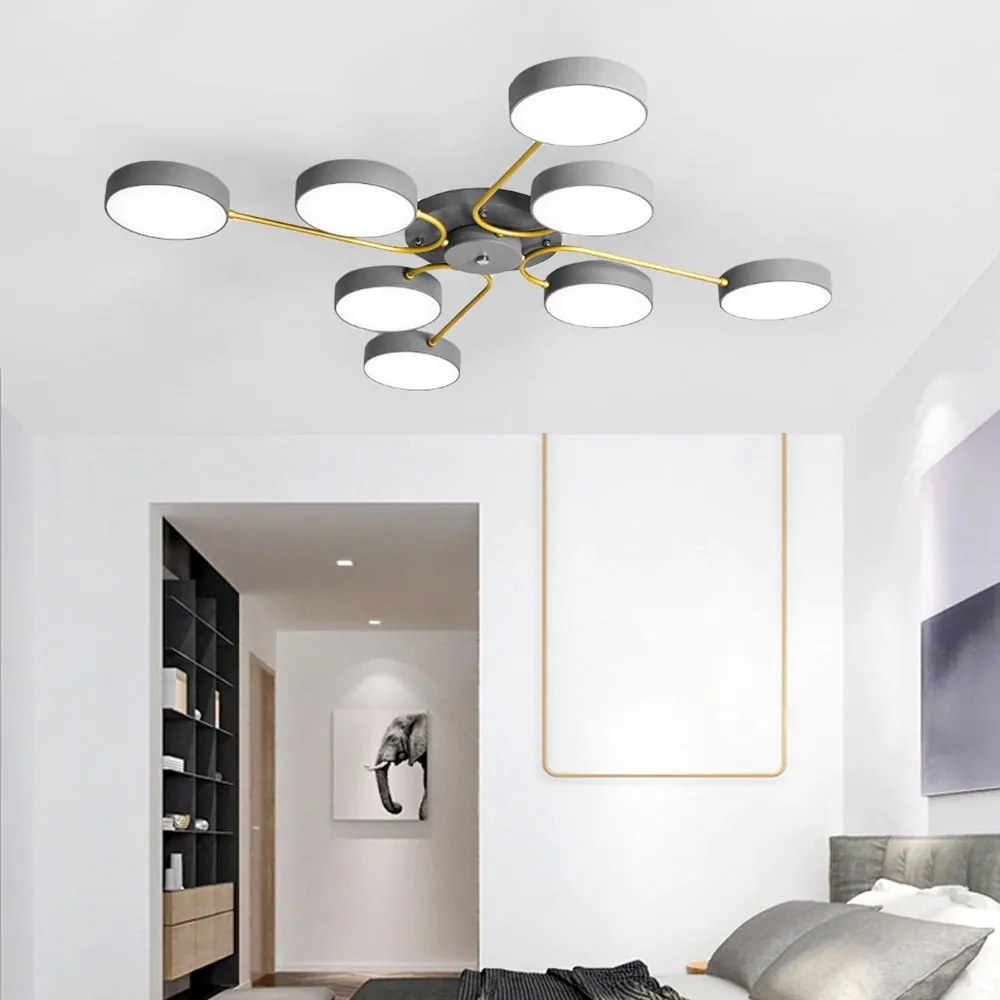 Toolight, LED stropní svítidlo 8x12W APP532-8C, šedá, OSW-08474
