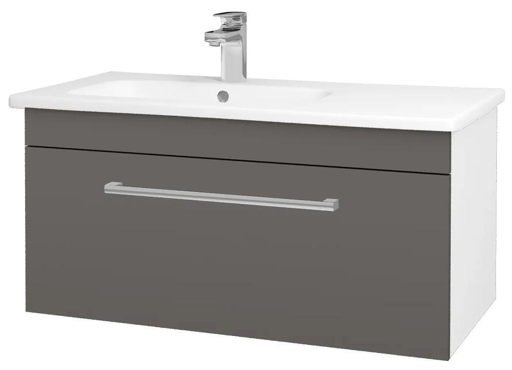 Dřevojas Koupelnová skříň ASTON SZZ 90 Varianta: N01 Bílá lesk / Úchytka T04 / D16 Beton tmavý