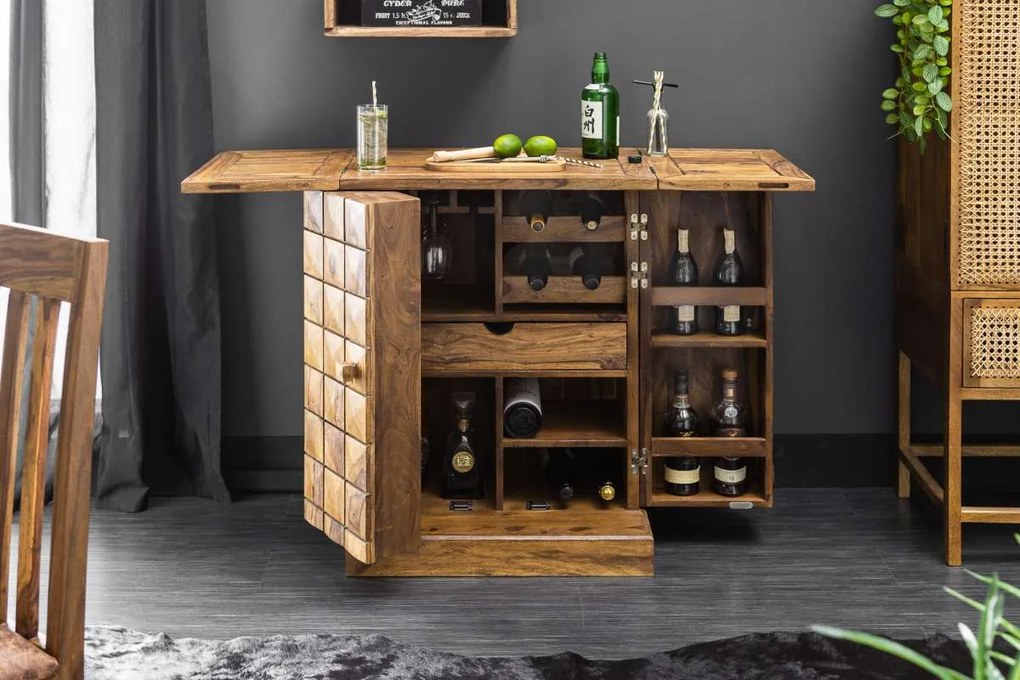 Designová barová skříňka Motley, 130 cm, sheesham