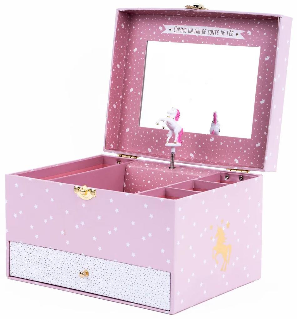 Dívčí hrací skříňka jednorožec, růžová