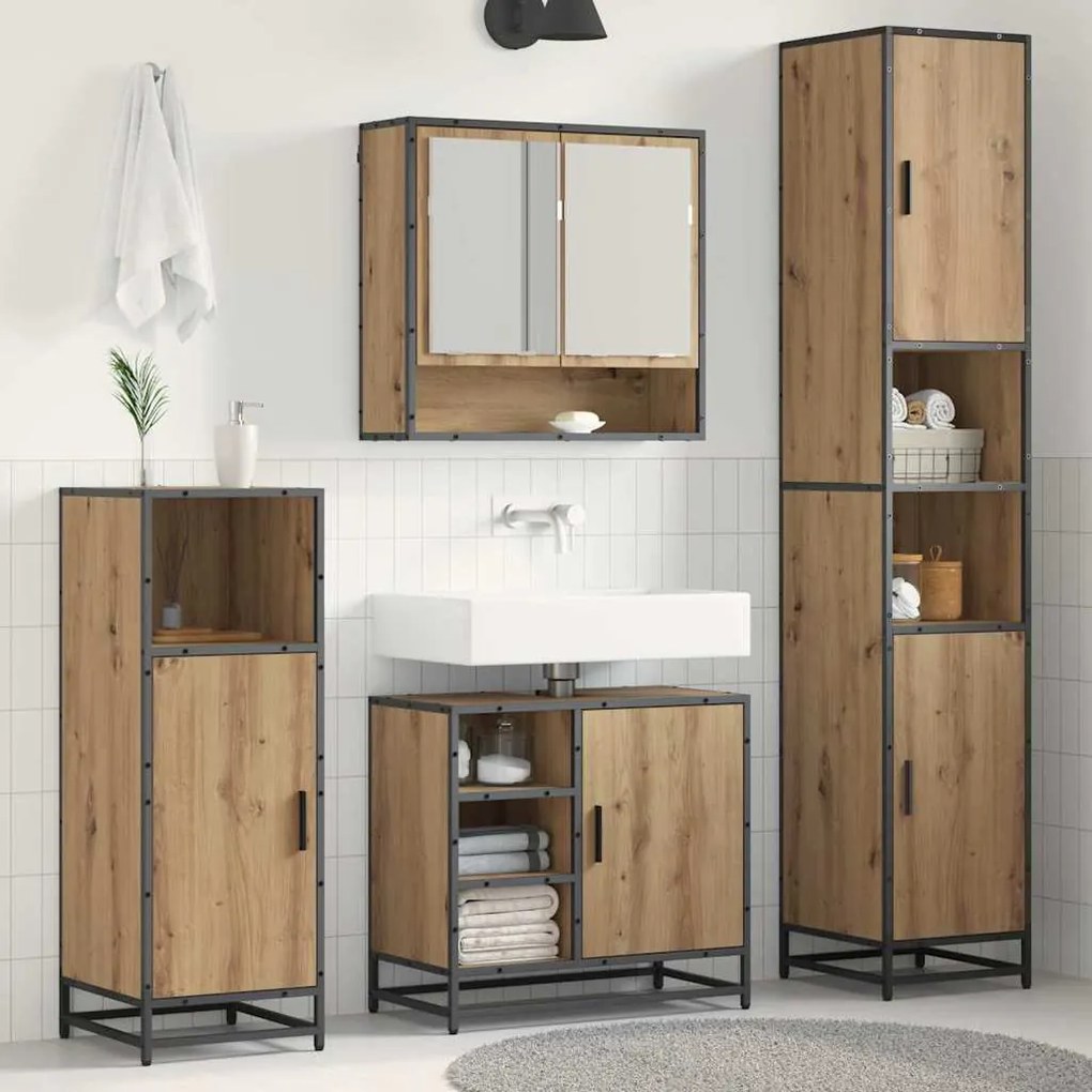 Sada koupelnového nábytku 3 ks Artisanový dub Kompozitní dřevo 3402439