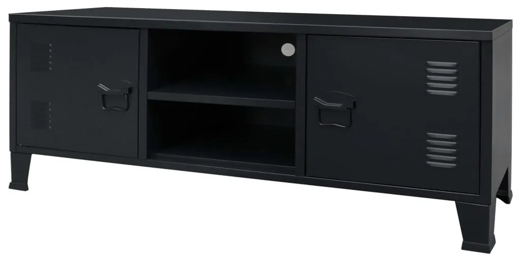 245964 vidaXL TV stolek kovový industriální styl 120 x 35 x 48 cm černý