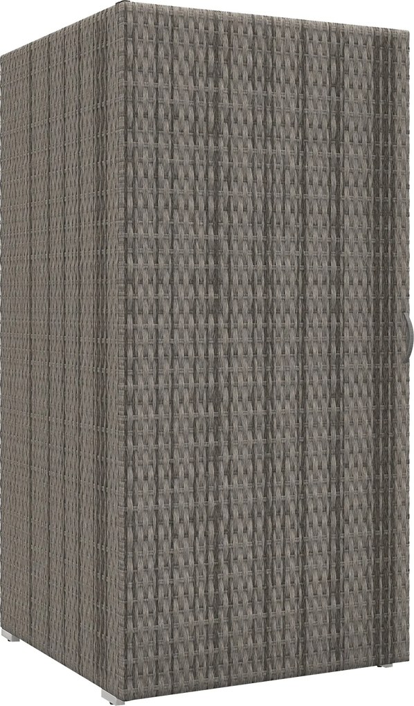 Outsunny Exteriérová a Interiérová Ratanová PE Skříň, Zahradní Skříň se 2 Přihrádkami na Terasu a K Bazénu, 60x63x120cm, Šedá | Aosom