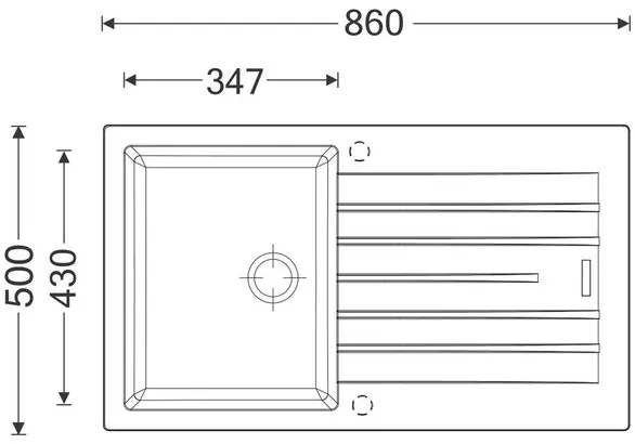 Sinks Perfecto 860 Granitový dřez s odkapem oboustranné provedení, 86x50cm, metalblack, ACRPE86050074