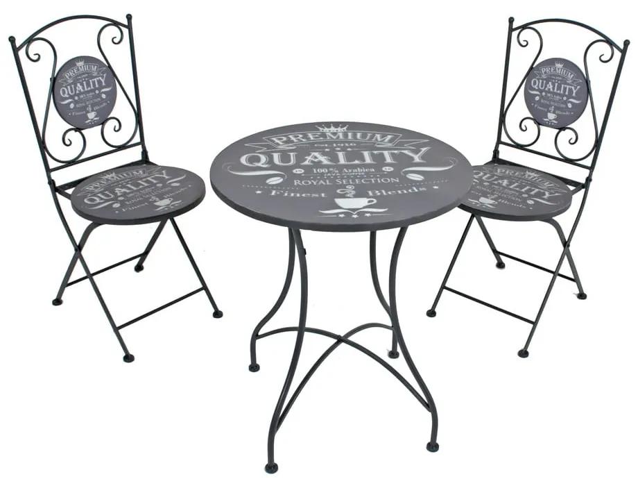 Set 2 šedých zahradních židlí a stolku ADDU Royal
