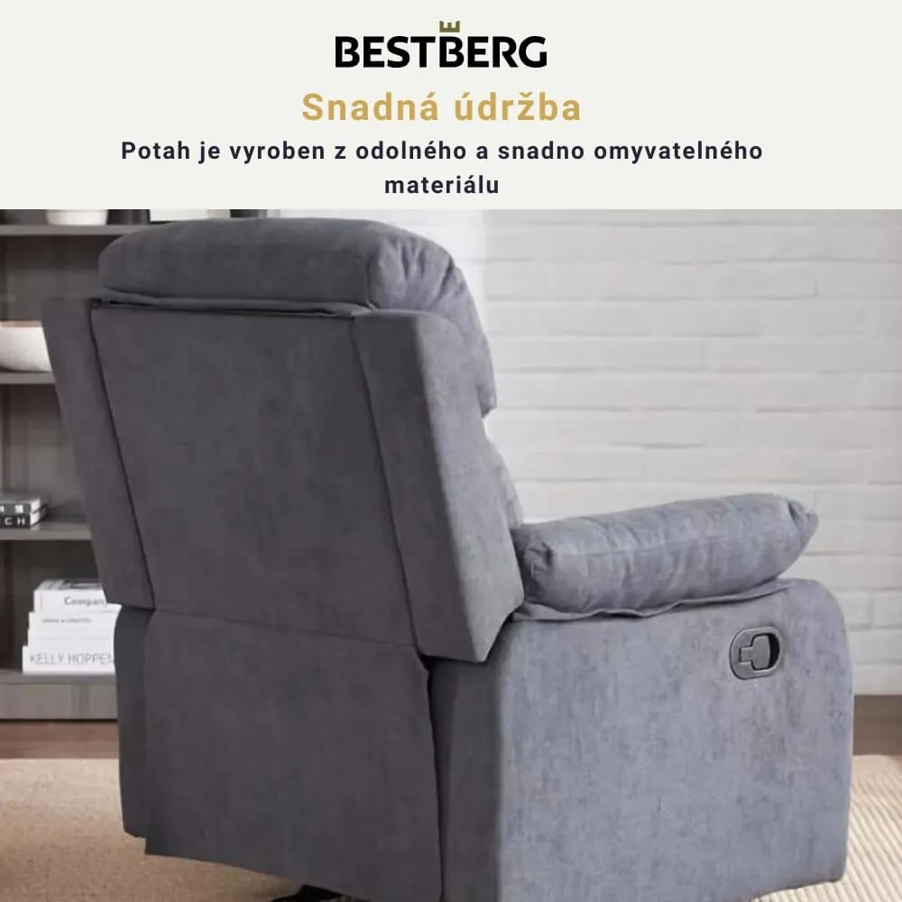 Relaxační polohovatelné křeslo BestBerg BBMCH-1DG / polyuretan/polyester / tmavě šedá