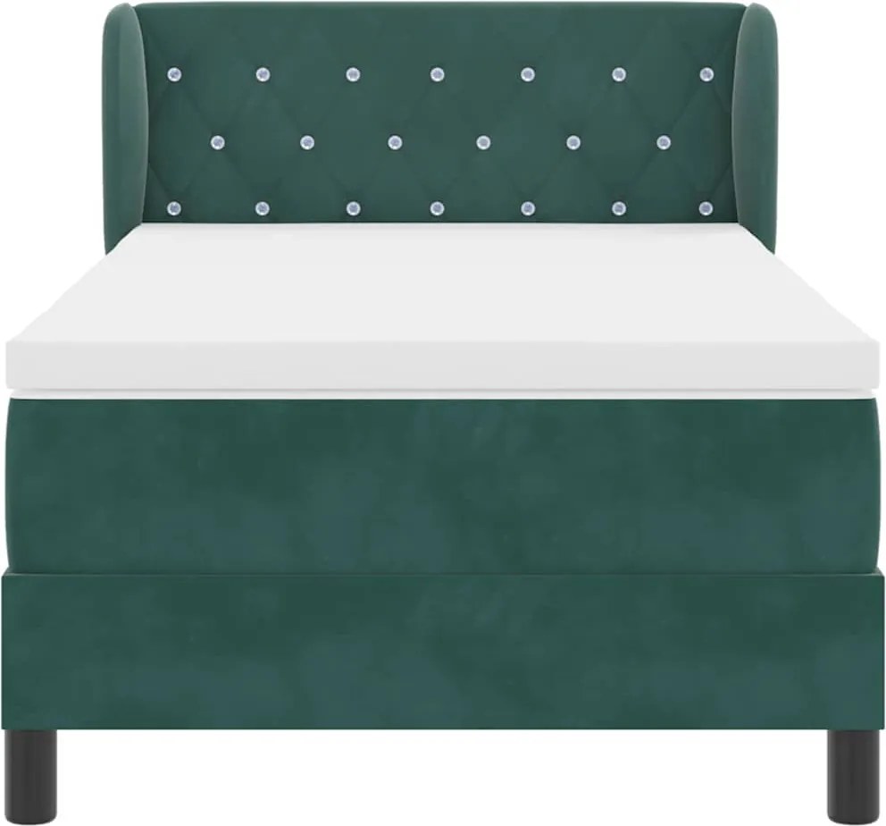 Postel s boxspringem s čelo Tmavě zelená 90 x 190 cm samet 3340313