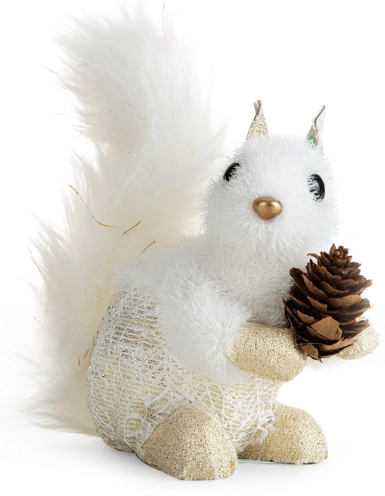 SADA 6KS VÁNOČNÍ DEKORAČNÍ FIGURKA SQUIRREL 15CM BÍLÁ