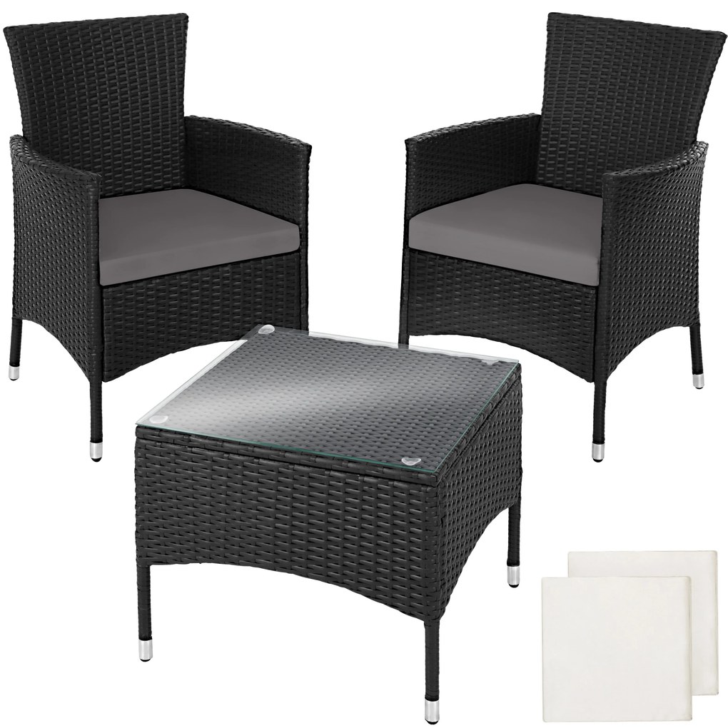 TecTake GmbH 402862 zahradní ratanový nábytek luzern 2+1 - černá
