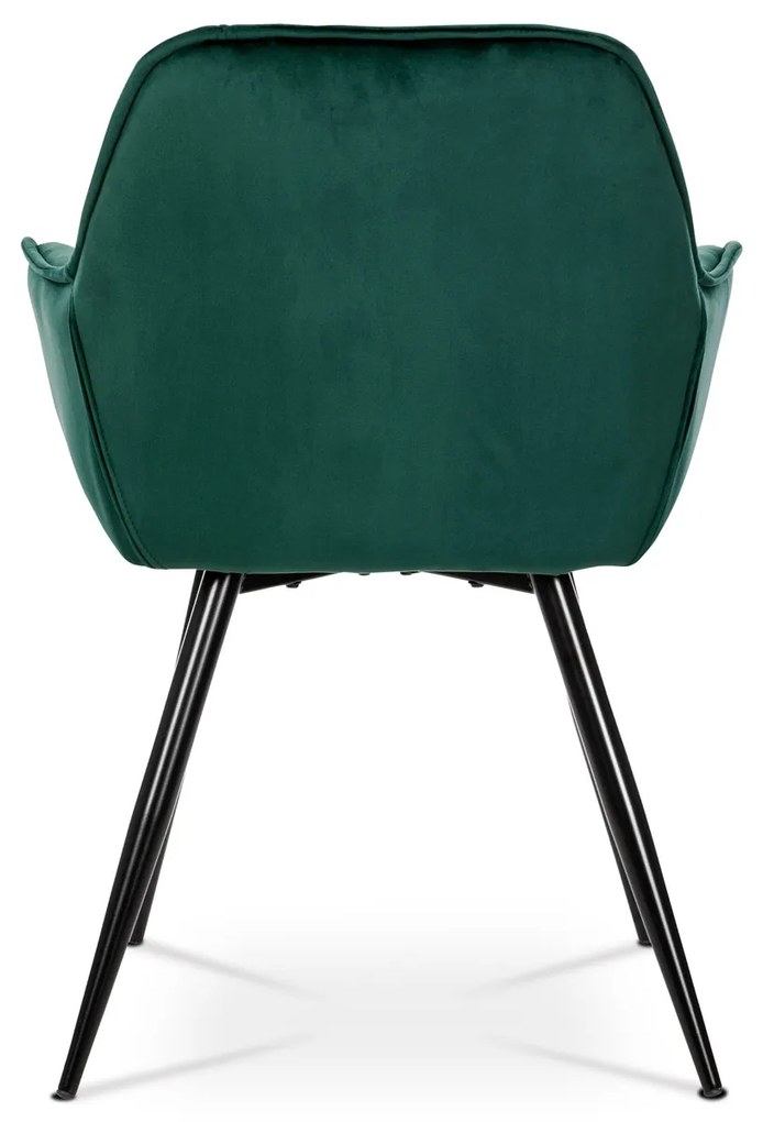 Jídelní židle, potah zelená sametová látka, kovová 4nohá podnož, černý lak